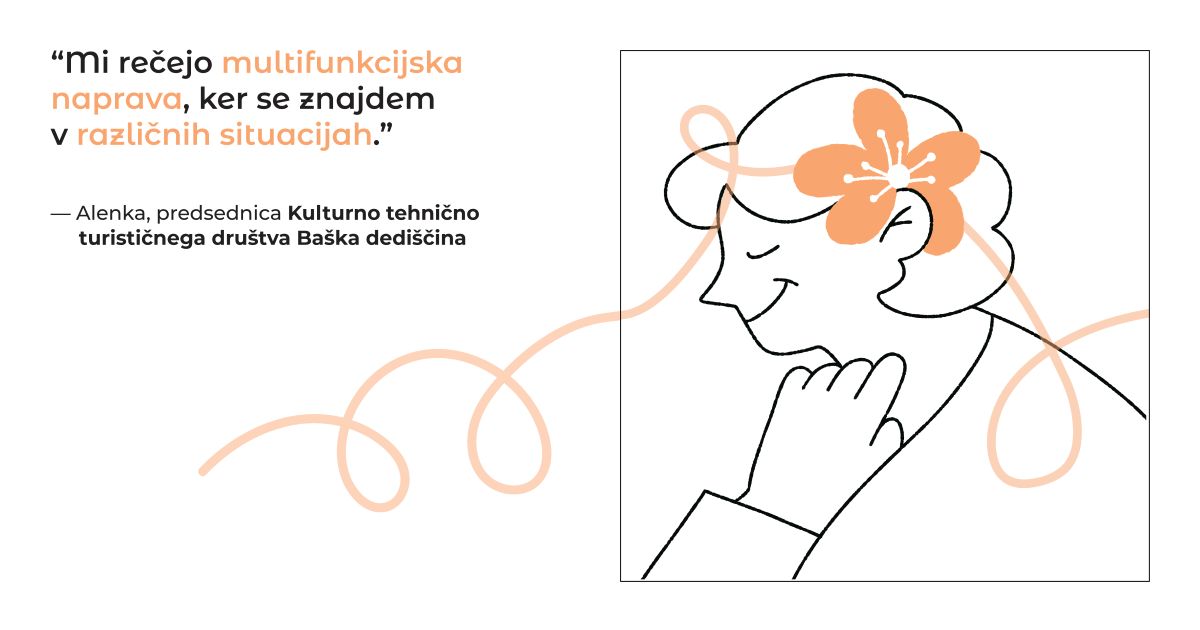 Alenka, prostovoljka Kulturno tehničnega turističnega društva Baška ...